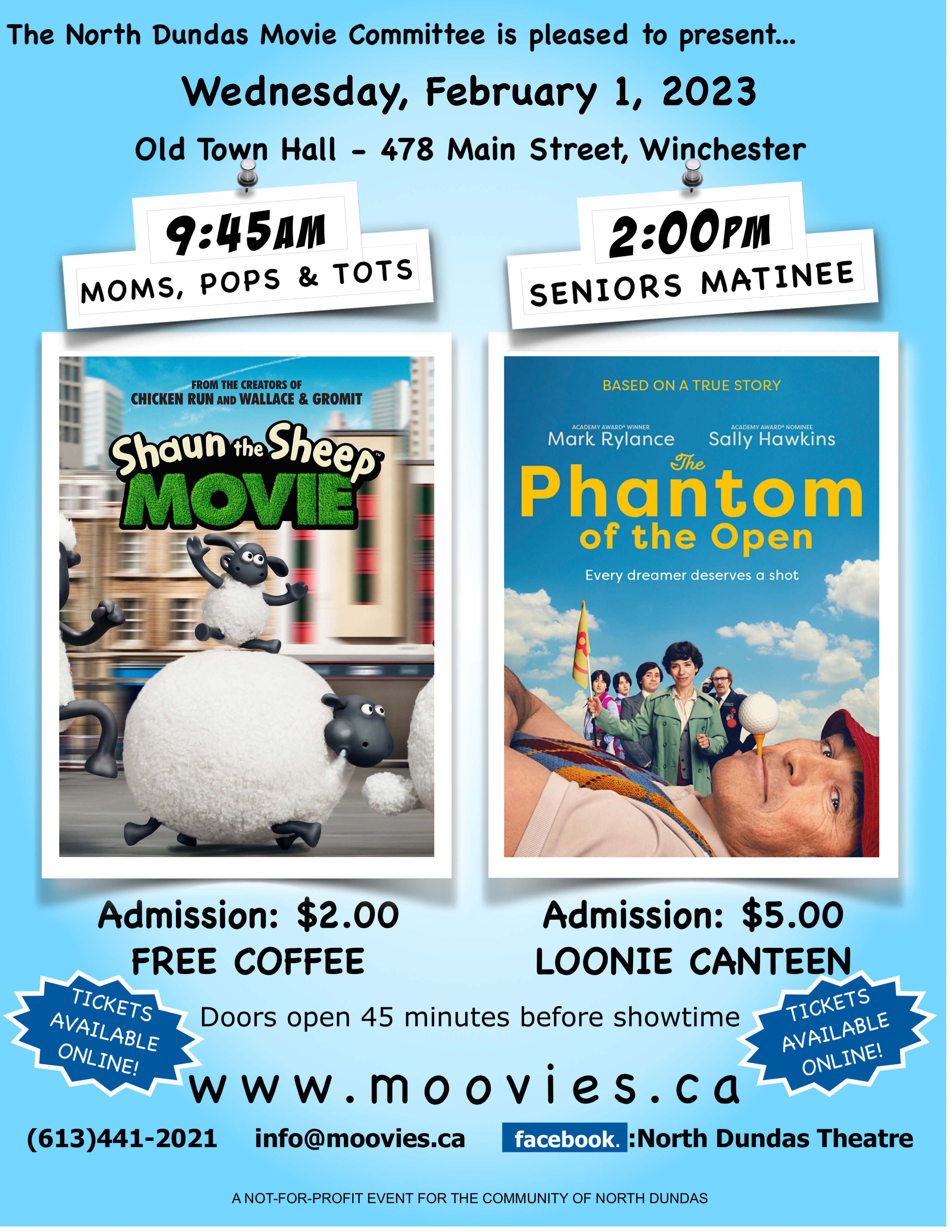 Moms, Pops & Tots "Shaun the Sheep Movie" and the Seniors Matinee "The ...